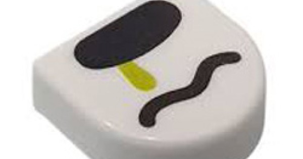 LEGO Part - 24246pb019 - Flat Tile 1x1 1/2 Circle with Wavy Mouth and ...