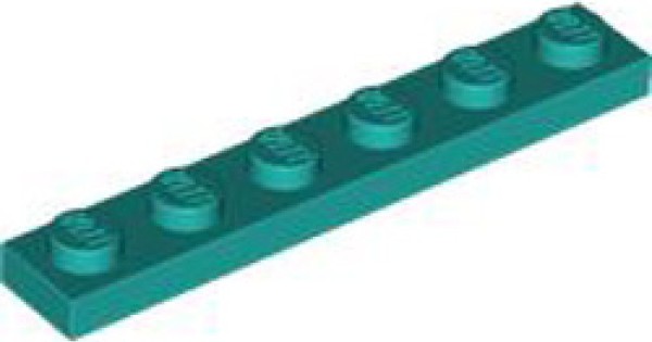 LEGO Part 6291782 - 3666 - Plate 1x6 Bright Bluish Green | LEGO Bricks ...