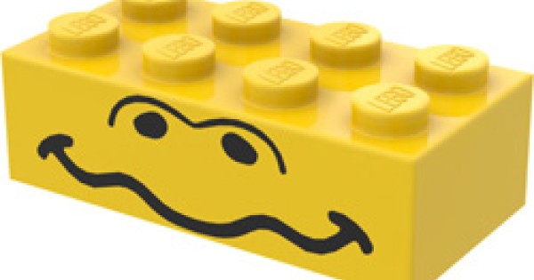 LEGO Part 4110006 - 83041 - Brick 2x4 with Unibrow Eyes and Wavy Mouth ...